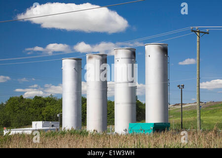 Clean gas emission stacks at waste management site, Terrebonne, Quebec ...
