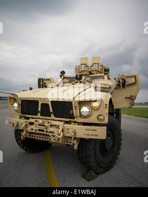 A Mine-Resistant Ambush Protected vehicle (MRAP) belonging to the Haitian National Police in ...