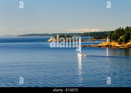 Portlock Point Lighthouse on Prevost Island in the Gulf Islands off the ...