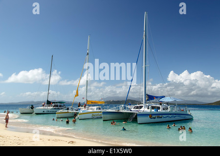 Catamarans anchored at Icacos Island, near Fajardo, Puerto Rico Stock ...