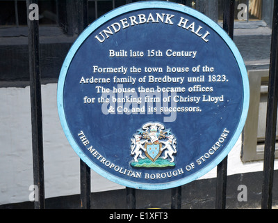Blue Plaque At Underbank Hall, Stockport Stock Photo - Alamy