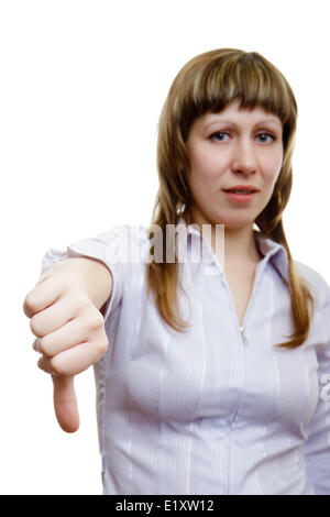 young girl is a gesture of contempt. white background Stock Photo - Alamy