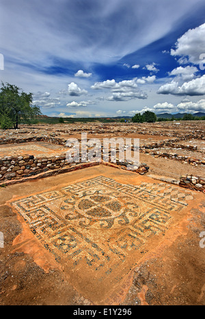 Beautiful mosaic at Ancient Olynthos (Olynthus), Polygyros municipality ...