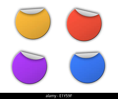 four stickers on white Stock Photo - Alamy