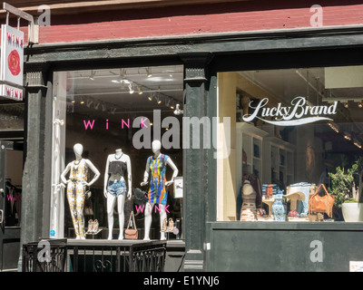 Wink and Lucky Brand Storefront Window Displays, SoHo, NYC Stock Photo ...