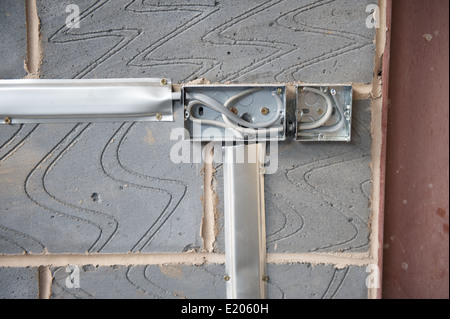 first fix electrical installation in a new build extension Stock Photo ...