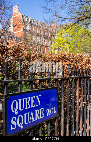 Queen Square street sign, Bloomsbury, London, England, U.K Stock Photo ...