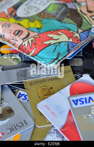 A selection of Credit debit and Charge cards and ID cards Stock Photo ...