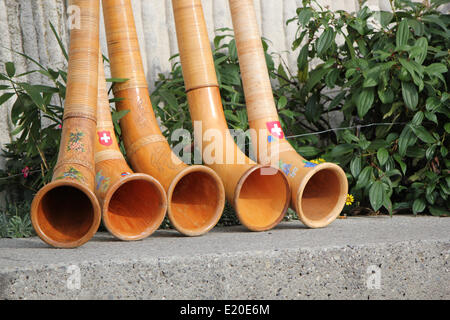 Alp horn traditional alpine wind instrument Stock Photo - Alamy