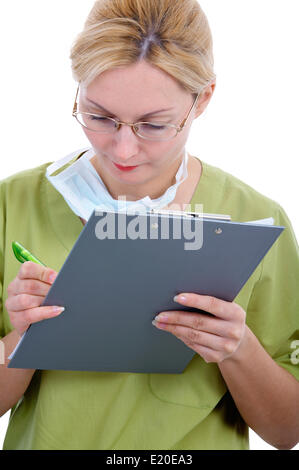 doctor with white list Stock Photo - Alamy