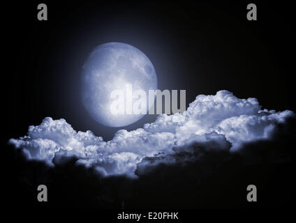 The full moon in clouds over water Stock Photo - Alamy