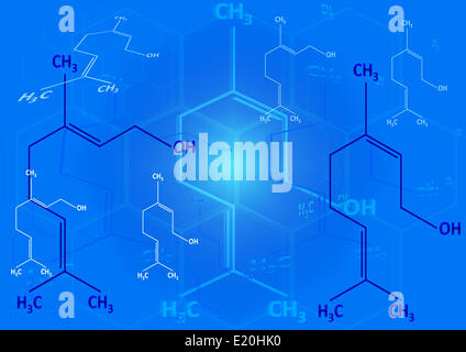 Blue futuristic background with chemical structural formulas Stock ...