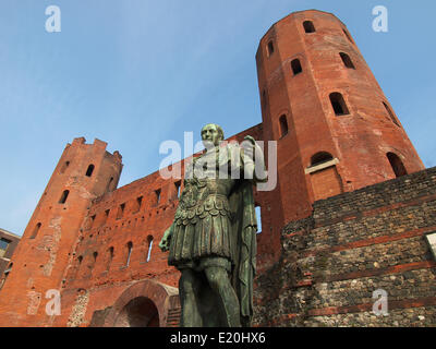 Julius Caesar monument at Palatine towers in Turin, Italy Stock Photo ...