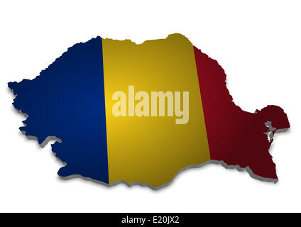 Abstract vector color map of Romania country coloured by national flag ...