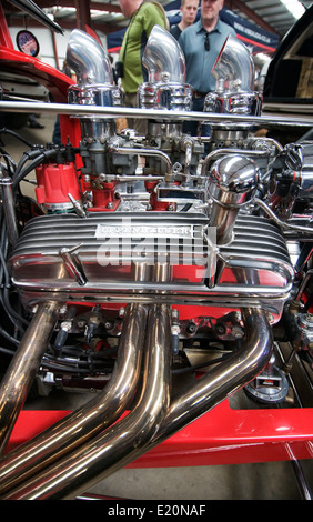 hot rod small block chevy chevrolet v8 engine in a hotrod with flame ...