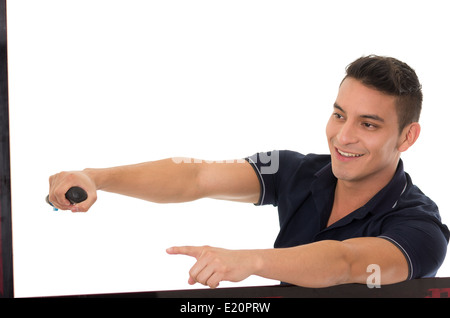 man posing as driving car pointing Stock Photo - Alamy