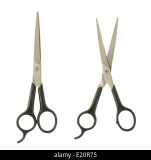 Professional Haircutting Scissors. Open hairdresser scissors on a black ...