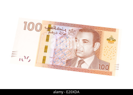 Moroccan one hundred dirhams banknote on a white background Stock Photo ...