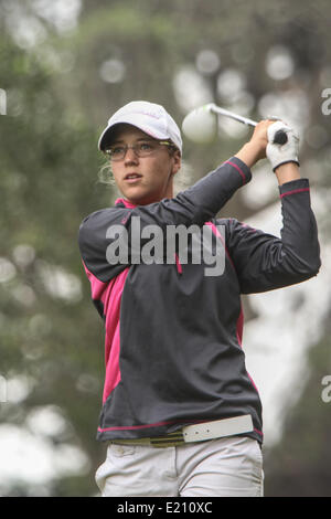 South Africa’s Gorlei Cara reacts to her tee shot at during the all ...