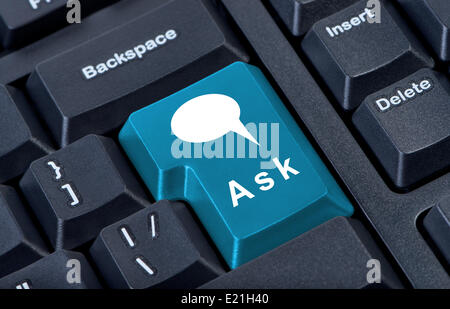 Ask me icon. Internet button on white background Stock Photo - Alamy