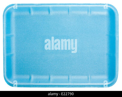 Blue plastic food tray with white background Stock Photo - Alamy