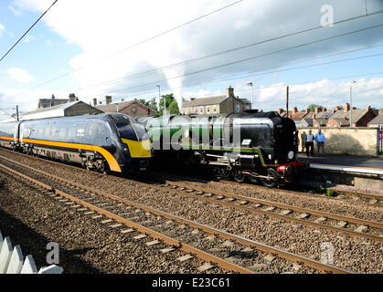 Steam locomotive 34046 Braunton passing through Kilnhurst, South ...