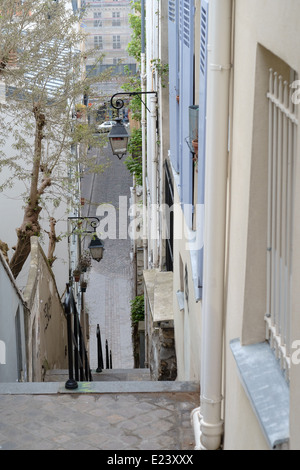 Passage Cottin in Paris France. Picturesque stairway and small alley ...
