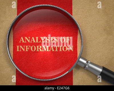 Man with magnifying glass and red information icon Stock Photo - Alamy