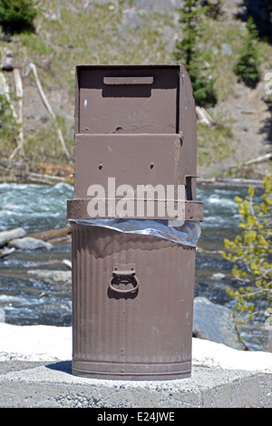 Bear safe trash can in Smokey Mountain National Park TN USA Stock Photo ...