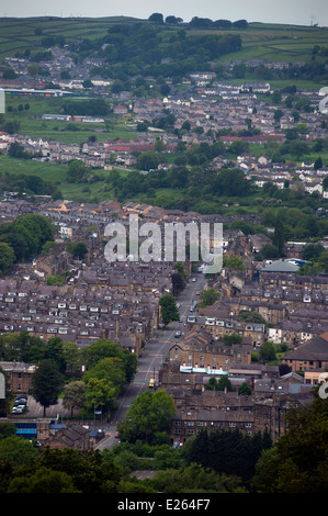 Keighley, Yorkshire, England,UK. June 2014 Back to back terrace housing ...