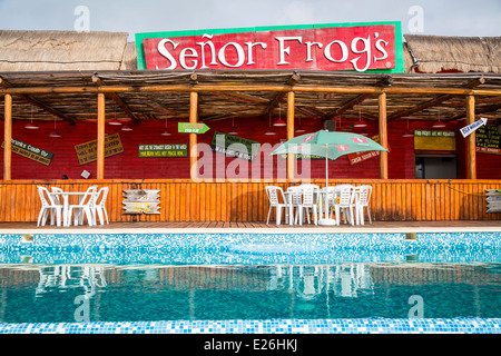 Beachside shops and stores in the village of Mahahual, Mexico Stock ...