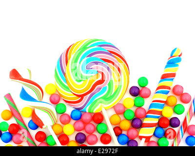 Colorful vertical candy border with lollipops and gumballs Stock Photo ...