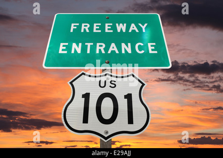 101 Freeway entrance sign Stock Photo - Alamy
