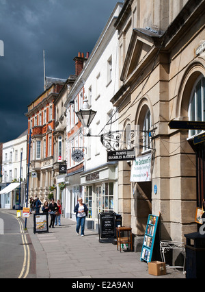 Devizes historic market town centre shops and the market cross ...