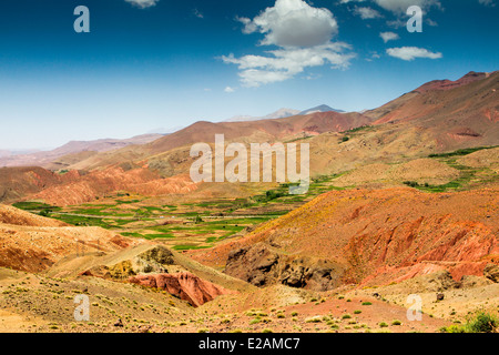 Panoramic views over the Tizi-n-Tichka Pass in the High Atlas Mountains ...