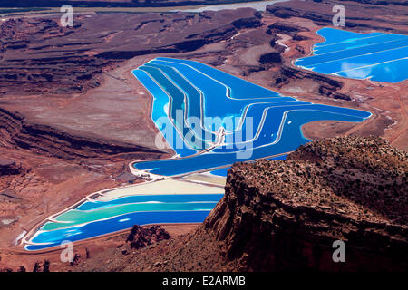 Aerial view of potash evaporation ponds in the Moab area in western ...