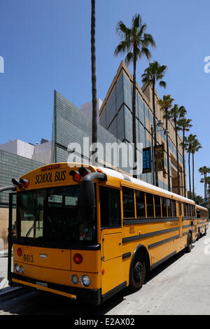 Los Angeles, California: School Bus parked on the street Stock Photo ...