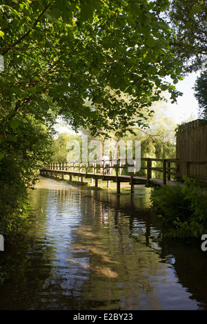 Longbridge a wooden bridge spanning the River Test at Wherwell ...