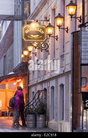 Tromso oldest pub, olhallen. Tromso. Norway. Polar night. Winter Stock ...