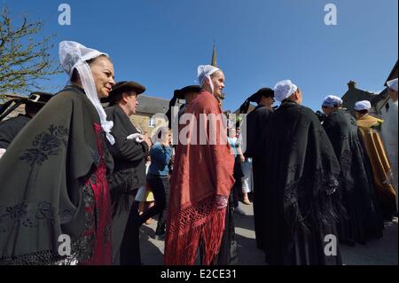 France, Finistere, Breles, Breton wedding with clothes of the early ...