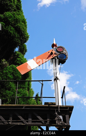 A British railway Lower-quadrant semaphore stop signal Stock Photo - Alamy