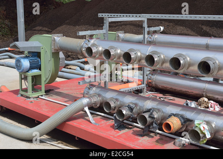 Industrial compost heap with forced aeration pipes Stock Photo - Alamy