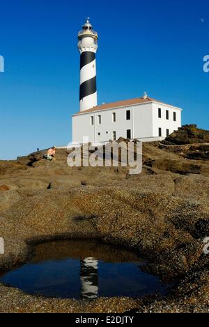 Spain, Balearic Islands, Menorca, Cap de Cavalleria, lighthouse at ...