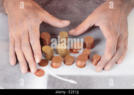 a poor hands taking some coins Stock Photo - Alamy