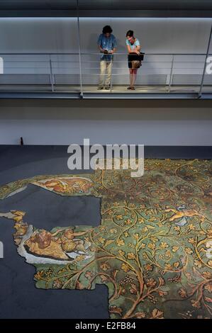 A Roman mosaic dating from the 2nd century A.D., depicting an unswept ...