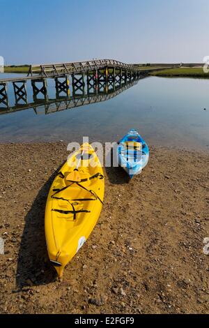 Boardwalk leading to Town Neck Beach, Cape Cod Bay, Sandwich, Cape Cod ...