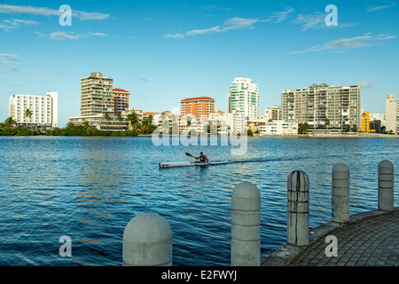 Kayakers on El Condado Lagoon, El Condado, San Juan, Puerto Rico Stock ...