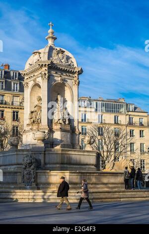 France Paris fountain Saint-Sulpice Saint-Sulpice square Stock Photo ...