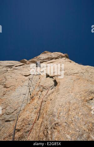 Italy Aosta valley Courmayeur climbing the central pillar of freney on ...
