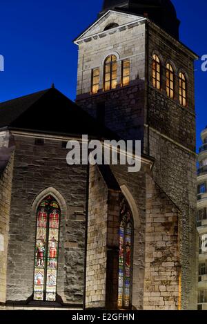 A 17th Century stained glass window depicting Jesus on the cross ...